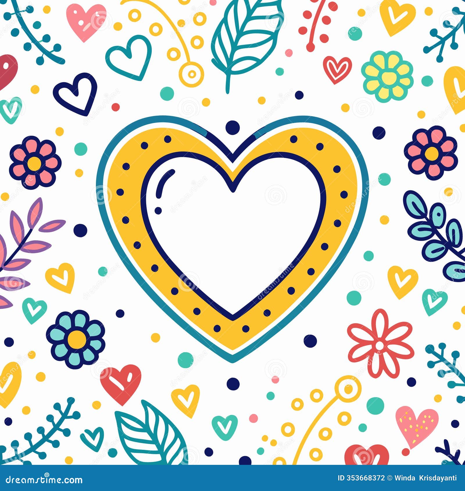 Colorful Floral Heart Pattern Design. (1 Stock Vector - Illustration of ...