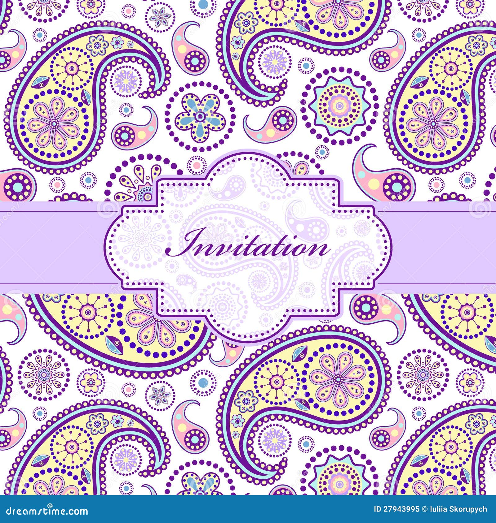 Colorful Floral Invitation Card Stock Vector - Illustration of greeting ...
