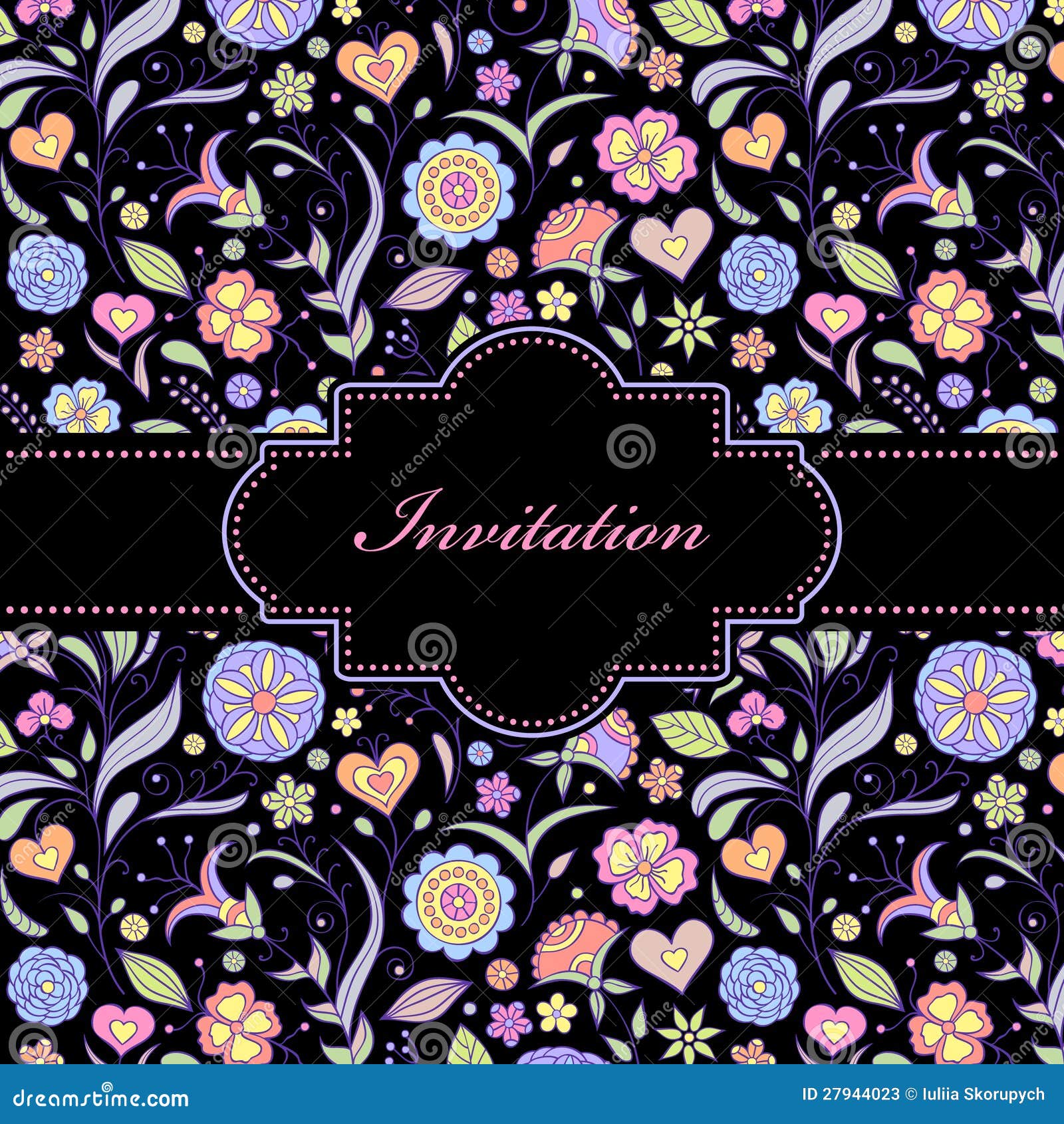 Colorful Floral Invitation Card Stock Vector - Illustration of ...
