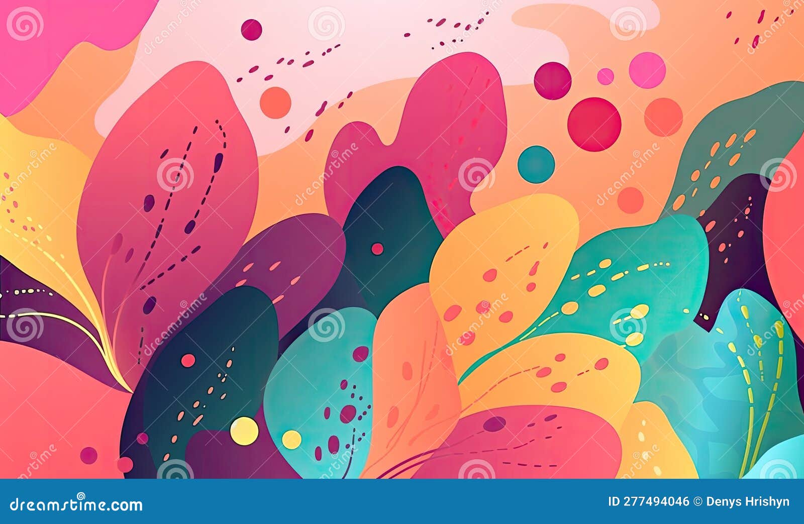 Colorful Floral and Leafy Organic Background Design Creating Using ...