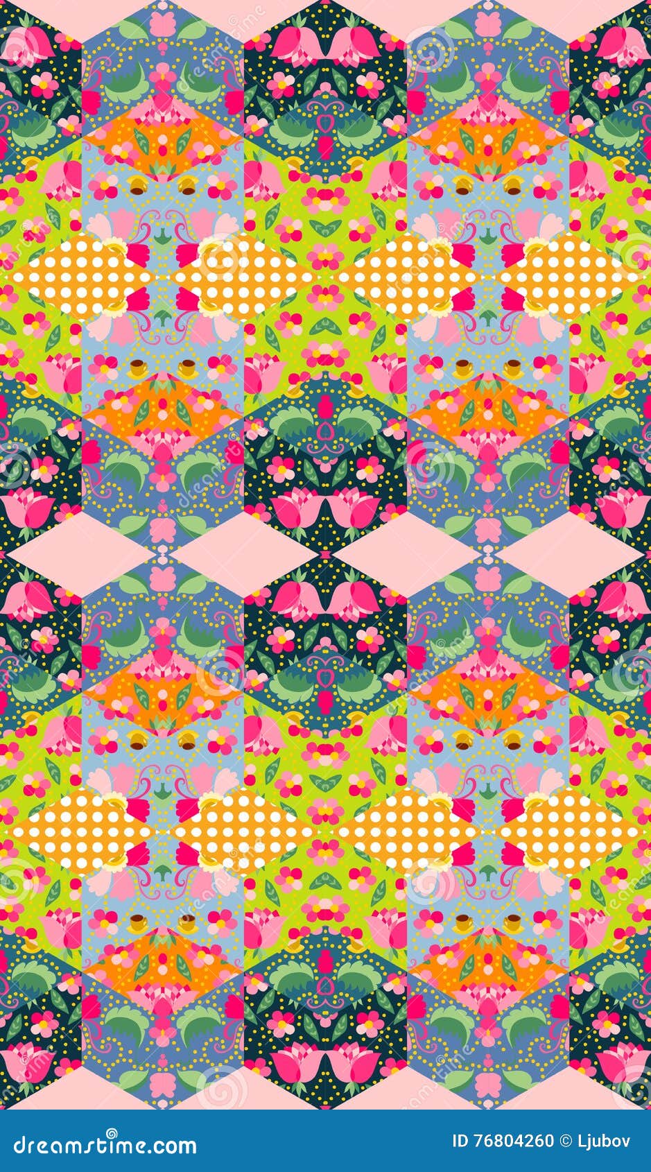 Colorful Floral Patchwork. Seamless Quilting Design Stock Vector ...