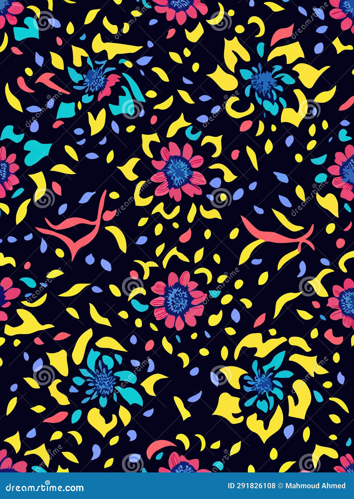 Colorful Floral Pattern Design Stock Illustration - Illustration of ...