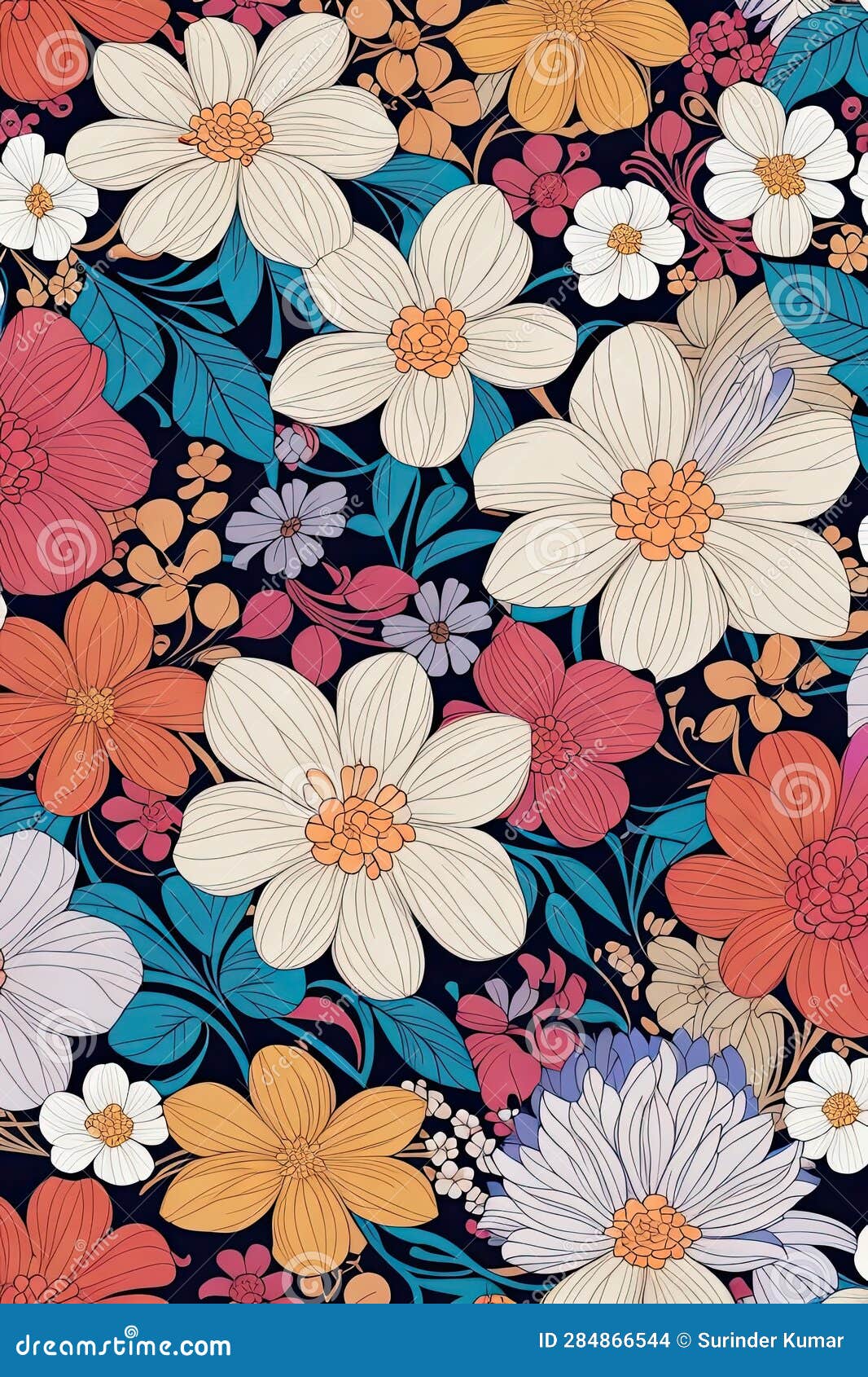 Colorful Floral Seamless Pattern Design, Repeatable, Seamless, Pattern ...