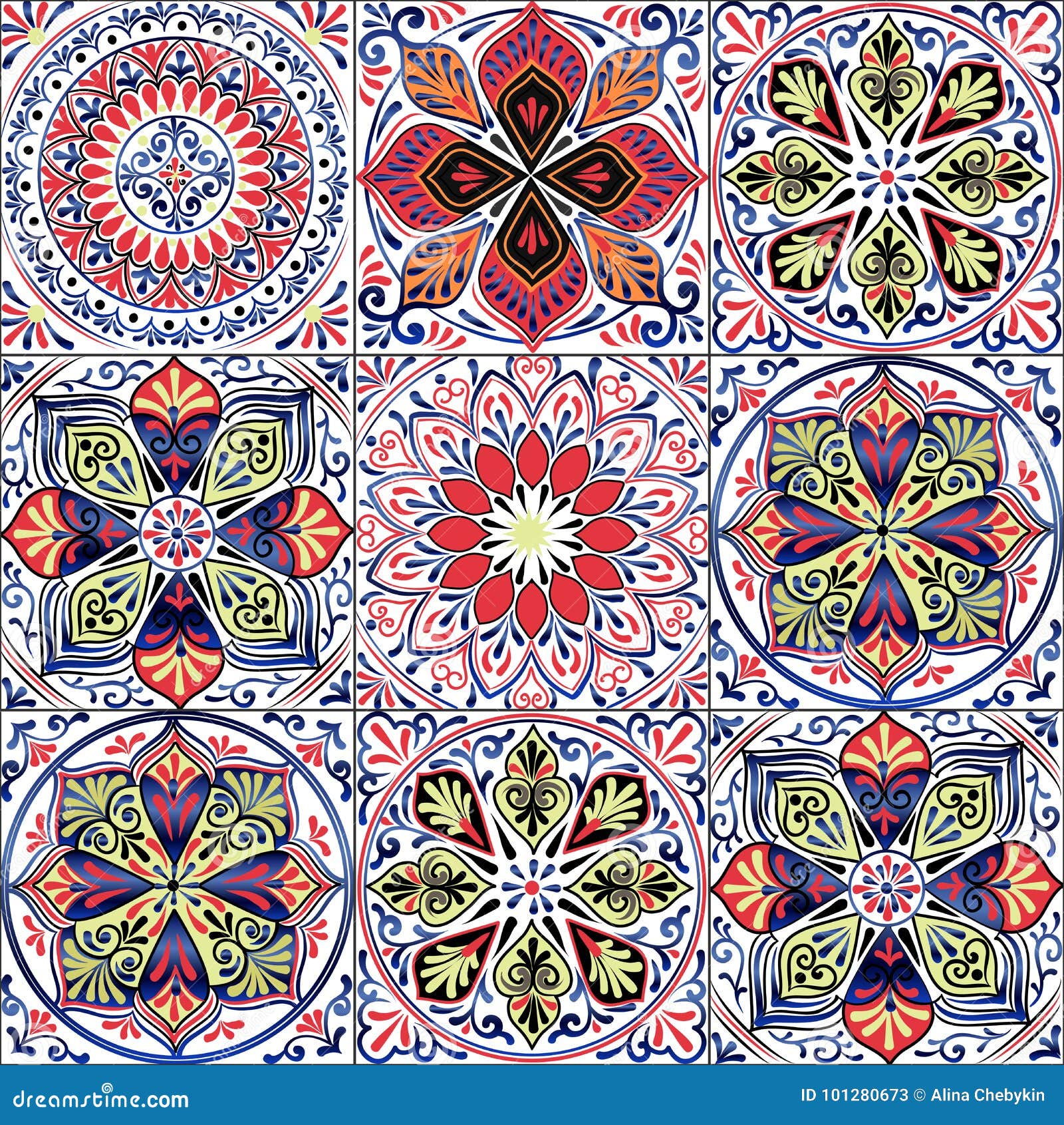 Colorful Floral Seamless Pattern from Squares Stock Vector ...