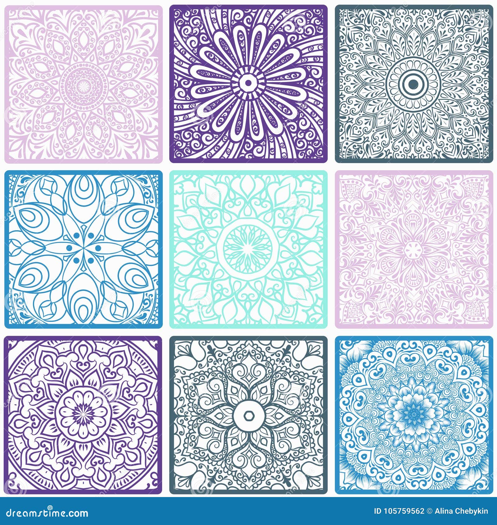 Colorful Floral Seamless Pattern from Squares Stock Vector ...