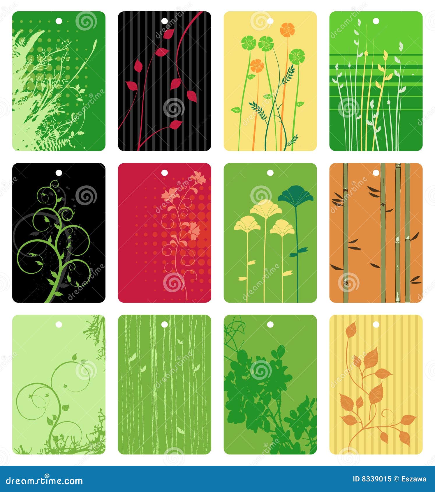 Colorful Floral Tags Vector Set Stock Vector - Illustration of office ...