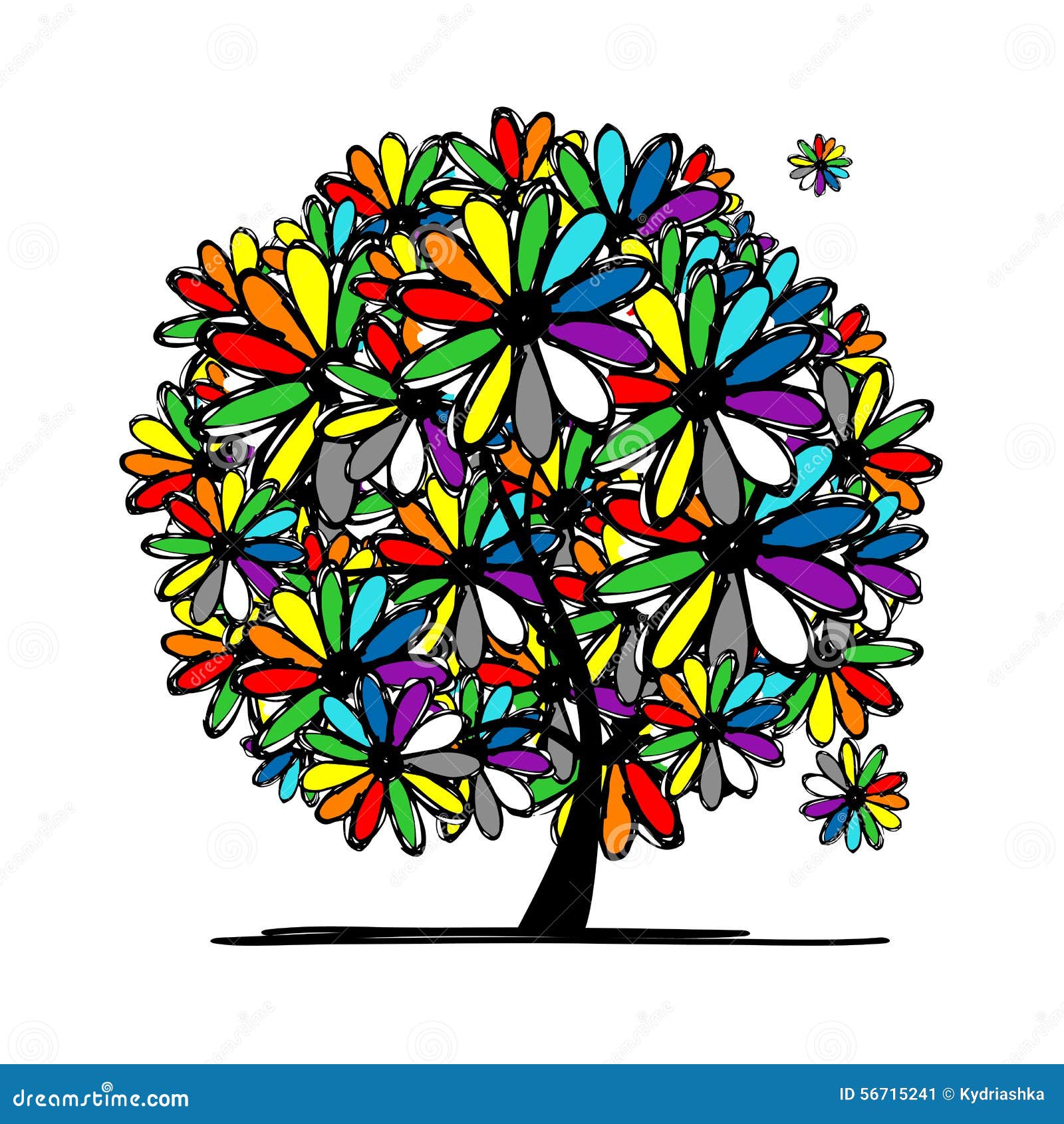 Colorful Floral Tree for Your Design Stock Vector - Illustration of ...