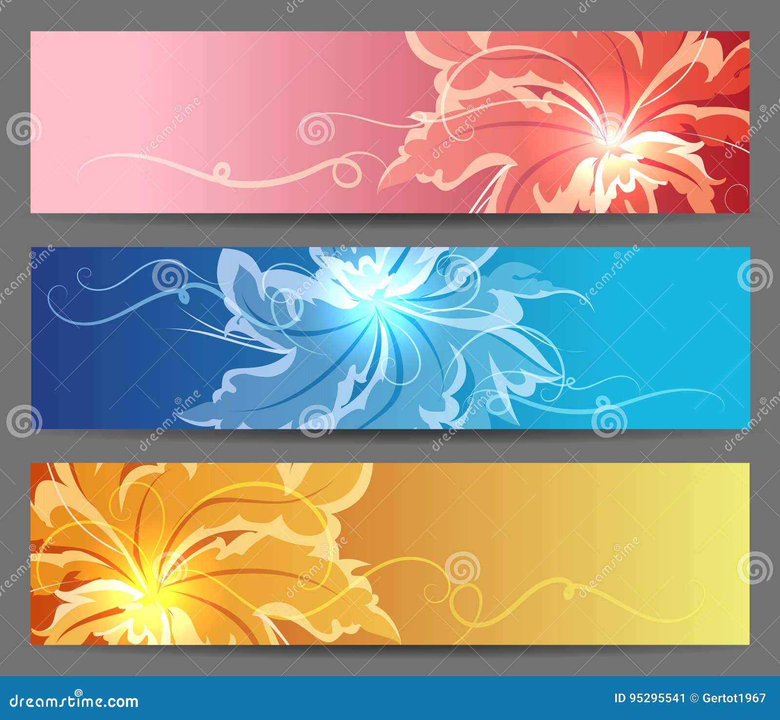 Colorful Flower Banners Set Stock Vector - Illustration of frame ...