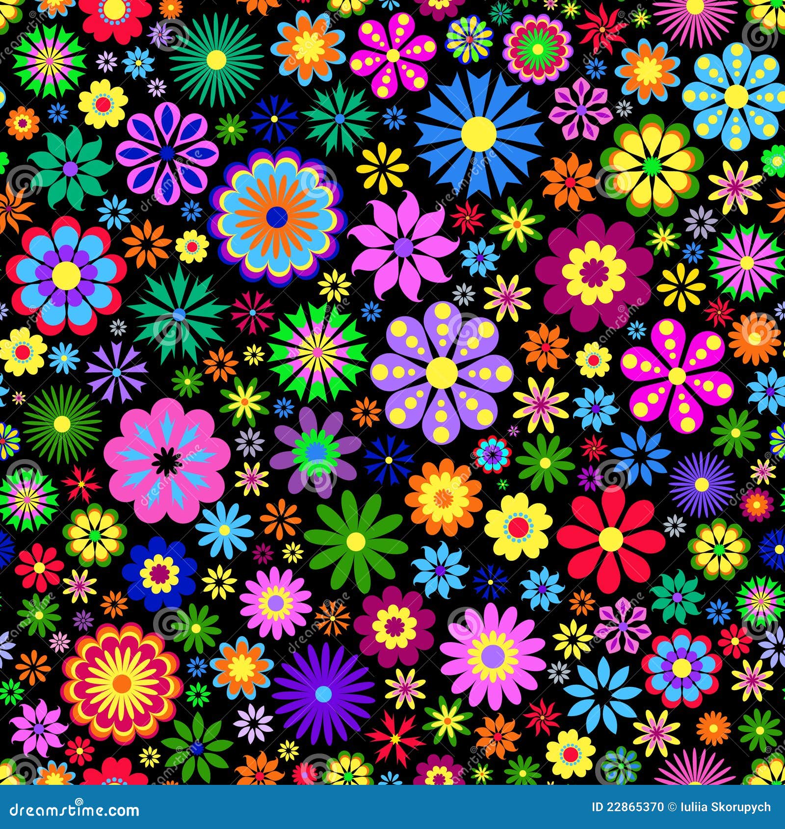 Colorful Flower on Black Background Stock Vector - Illustration of ...