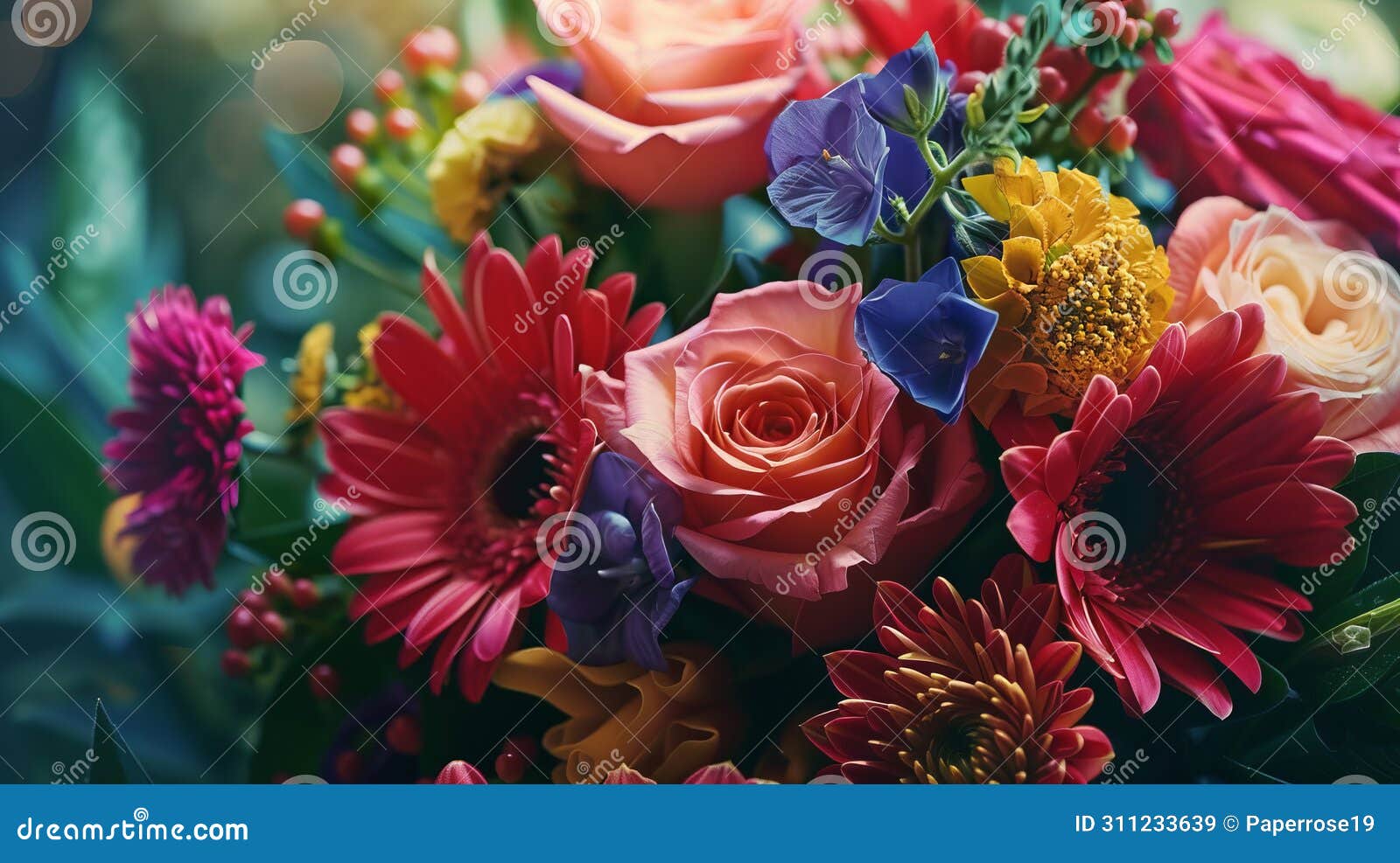 Colorful Flower Bouquet Poster Stock Illustration - Illustration of ...