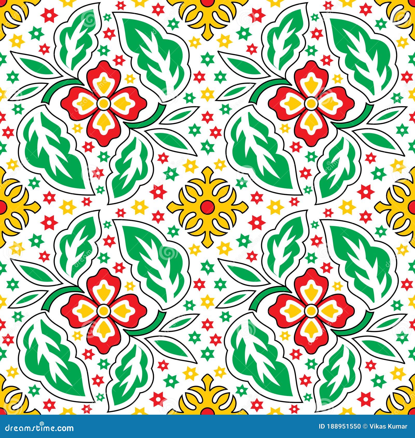 Colorful Flower Bunch Outline Ornamental Pattern Design Stock Vector ...