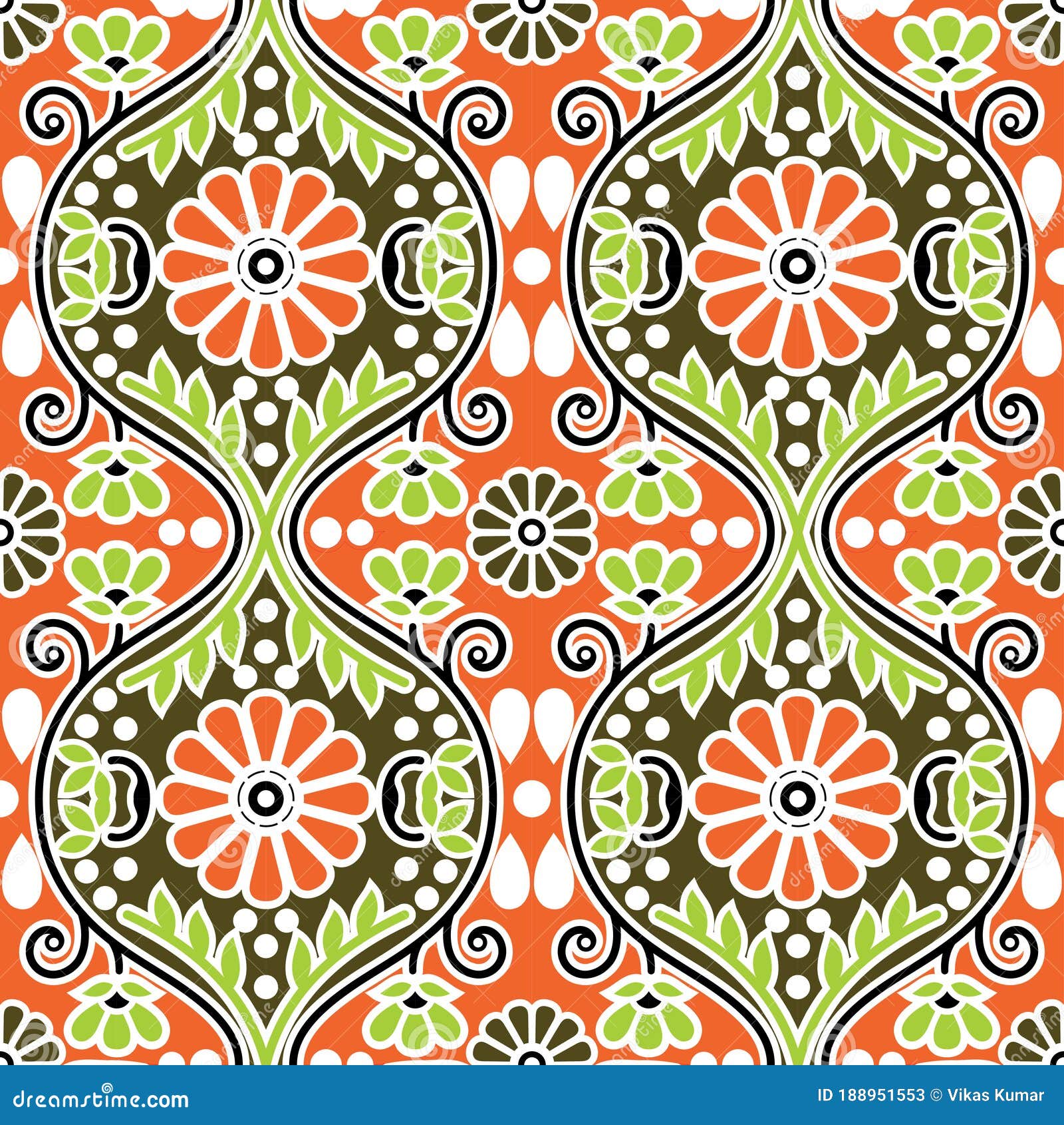 Colorful Flower Bunch Outline Ornamental Pattern Design Stock Vector ...