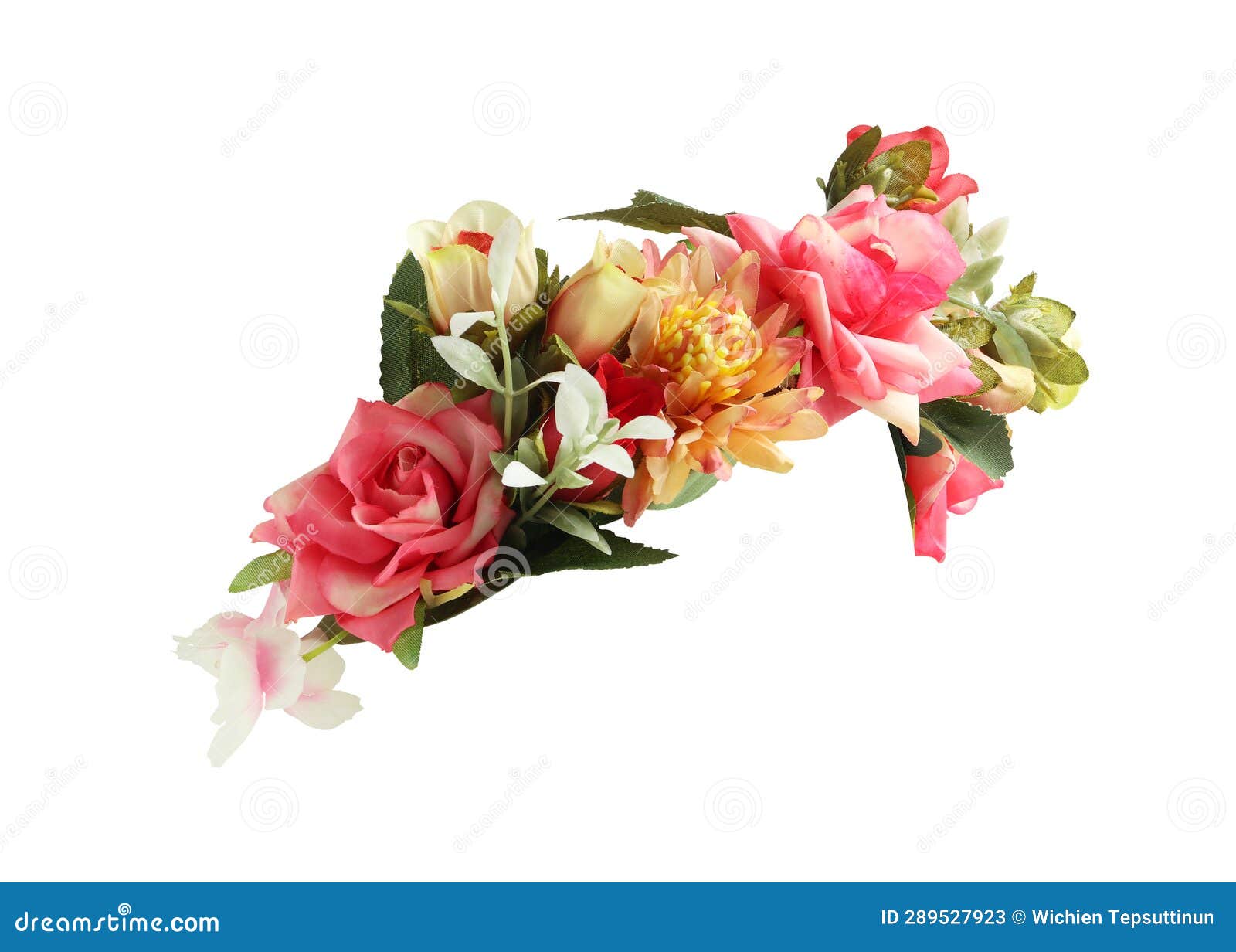 Colorful Flower Crown Side View Isolated on White Background with ...