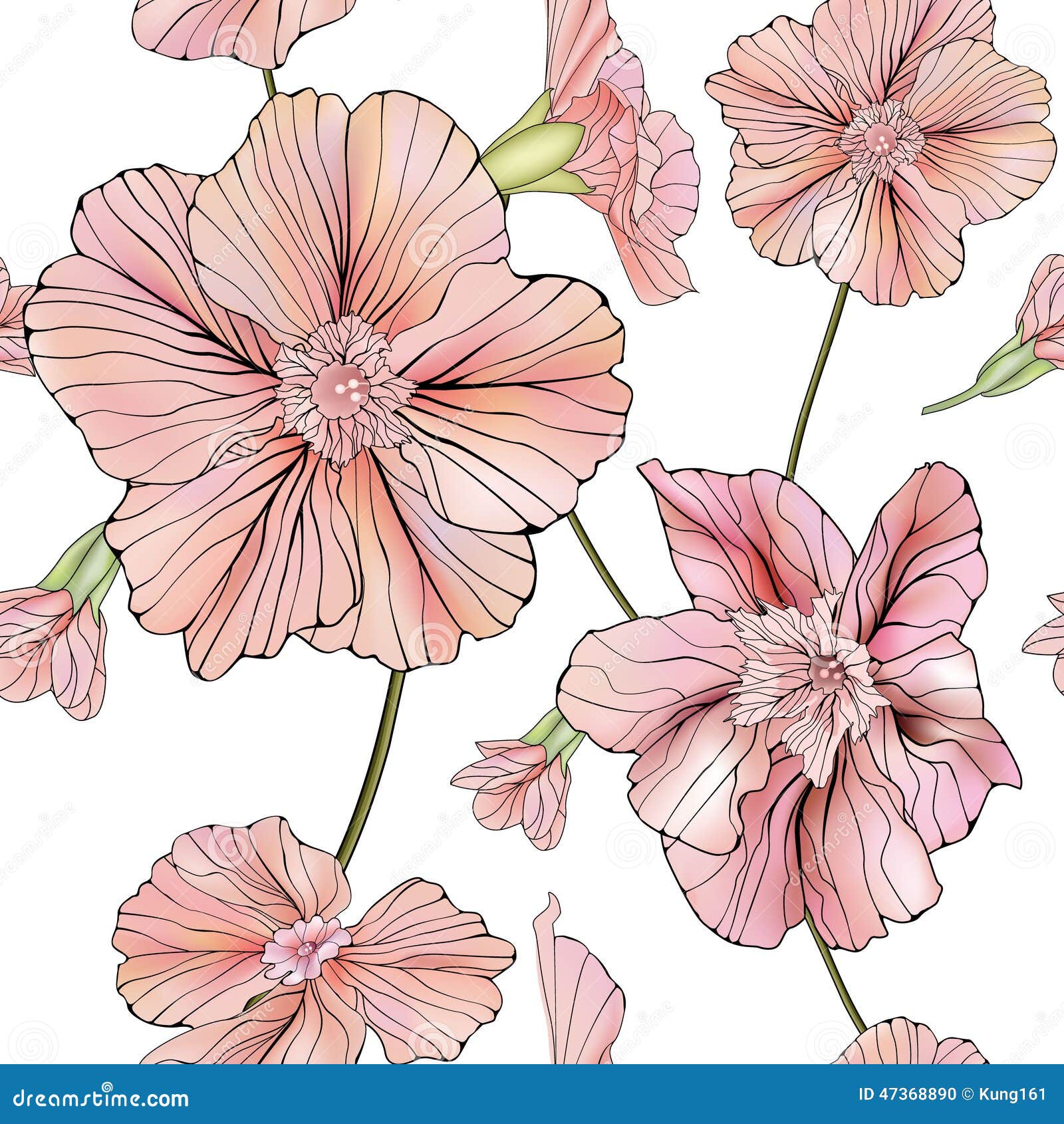 Colorful flower line stock vector. Illustration of sketching - 47368890