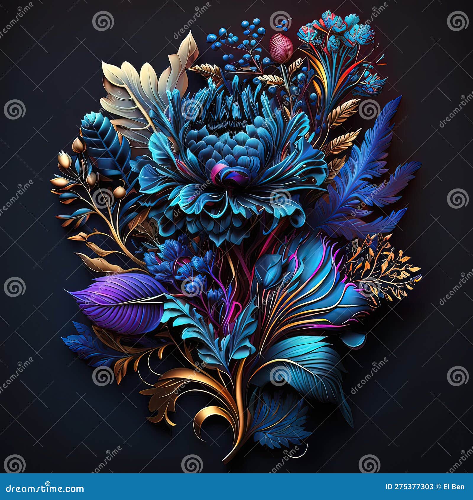 Colorful Flower Masterpiece Stock Illustration - Illustration of ...