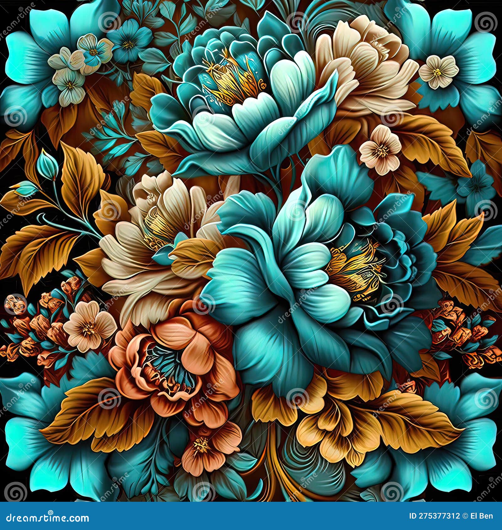 Colorful Flower Masterpiece Stock Illustration - Illustration of floral ...