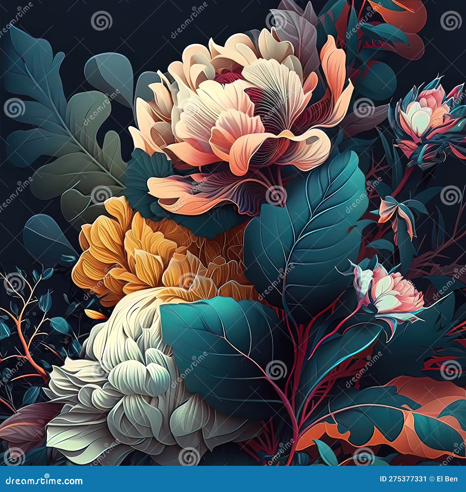 Colorful Flower Masterpiece Stock Illustration - Illustration of ...