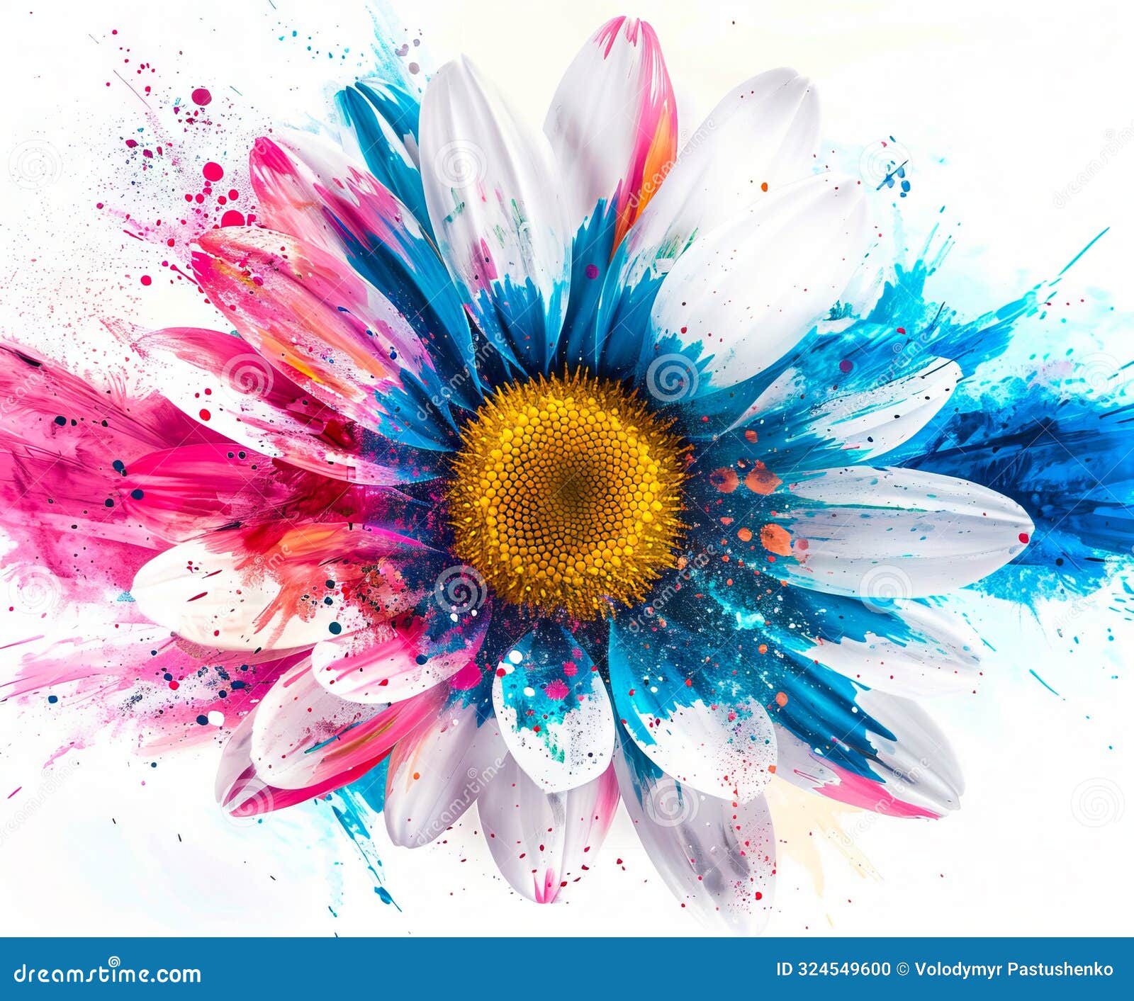 A Colorful Flower with Paint Splashes on it Stock Photo - Image of ...