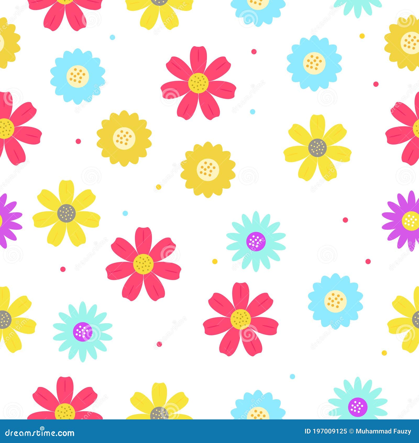 Colorful Flower Pattern with Cute Design Suitable for Background or ...