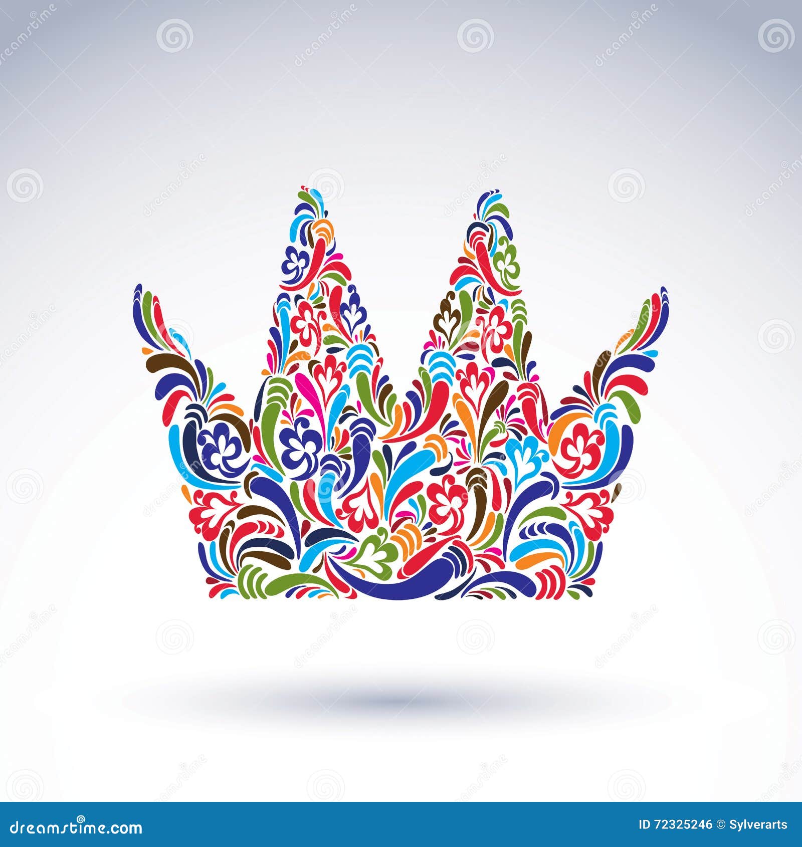 Colorful Flower-patterned Crown, Coronation Design Elemen Stock ...