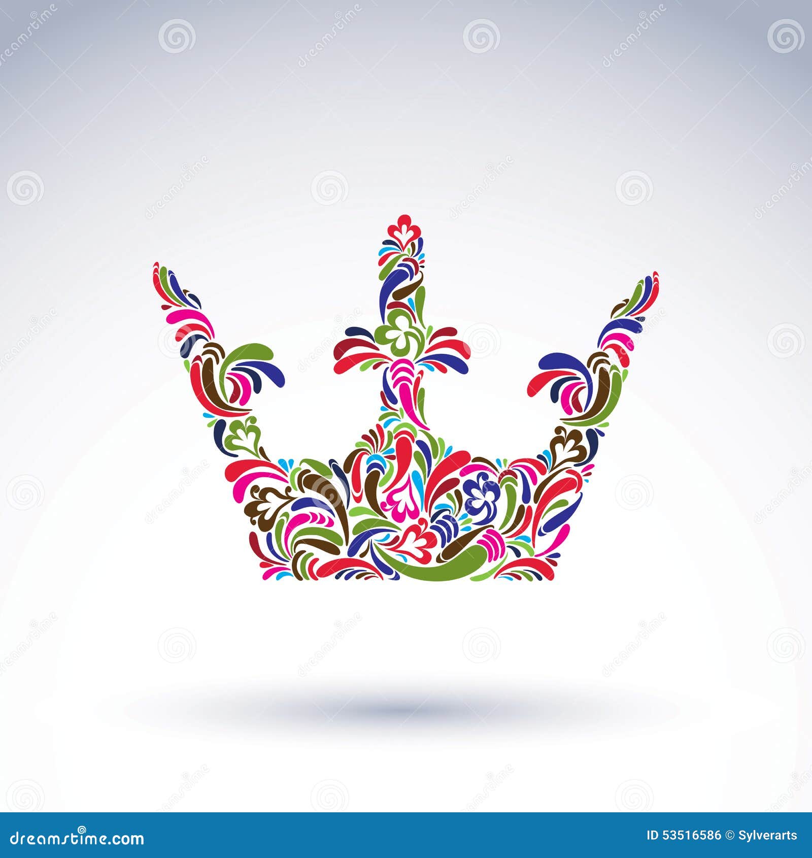 Colorful Flower-patterned Crown, Coronation Design Element. Classic ...