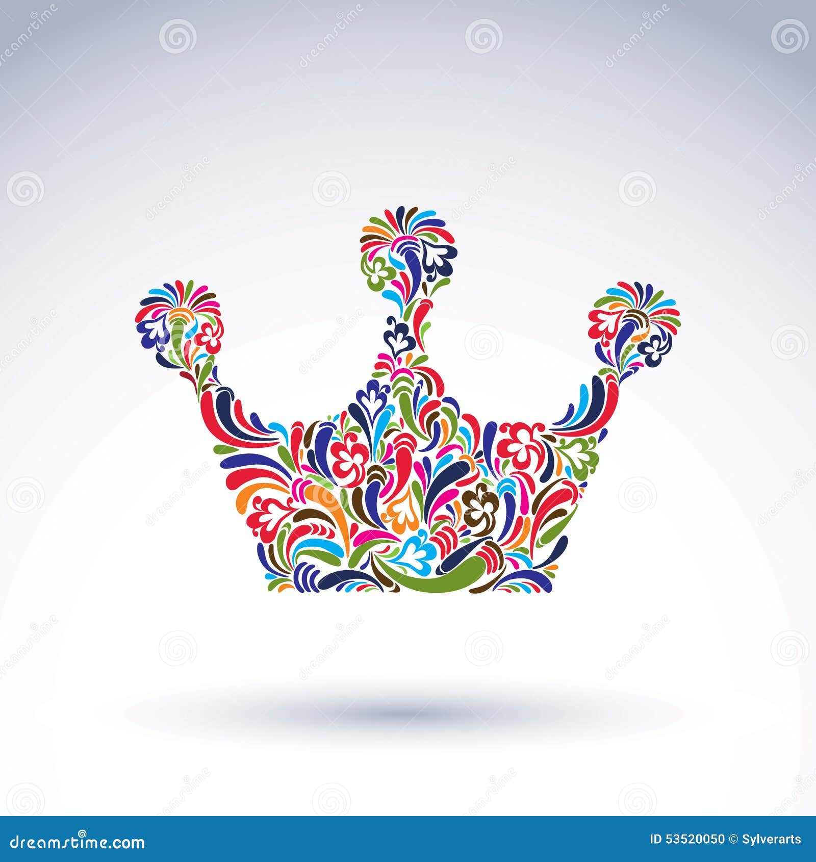 Colorful Flower-patterned Crown, Coronation Design Element. Classic ...