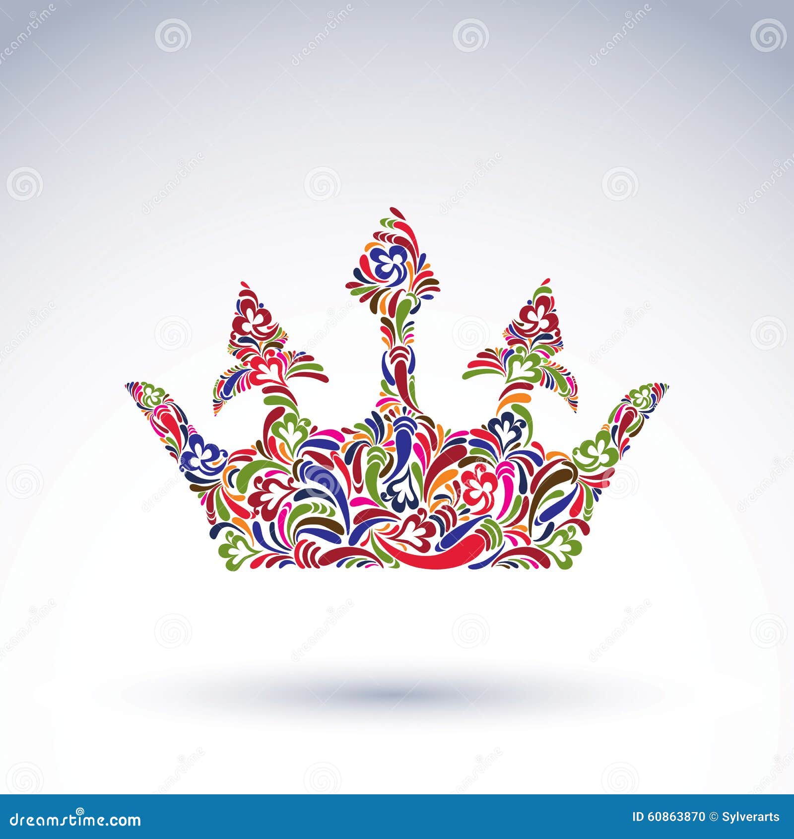 Colorful Flower-patterned Crown, Coronation Design Element. Stock ...