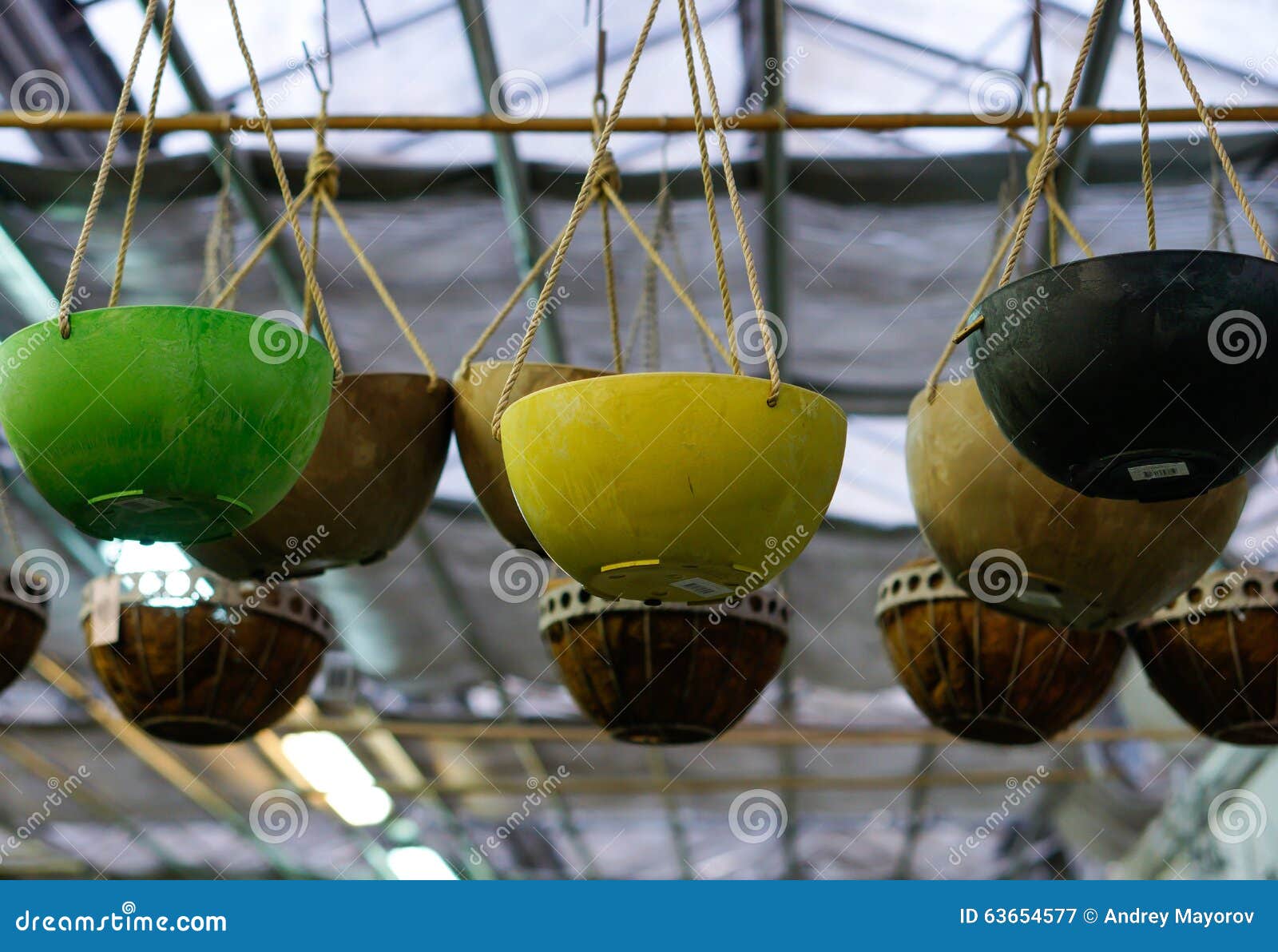 Colorful flower pots stock image. Image of garden, colorful - 63654577