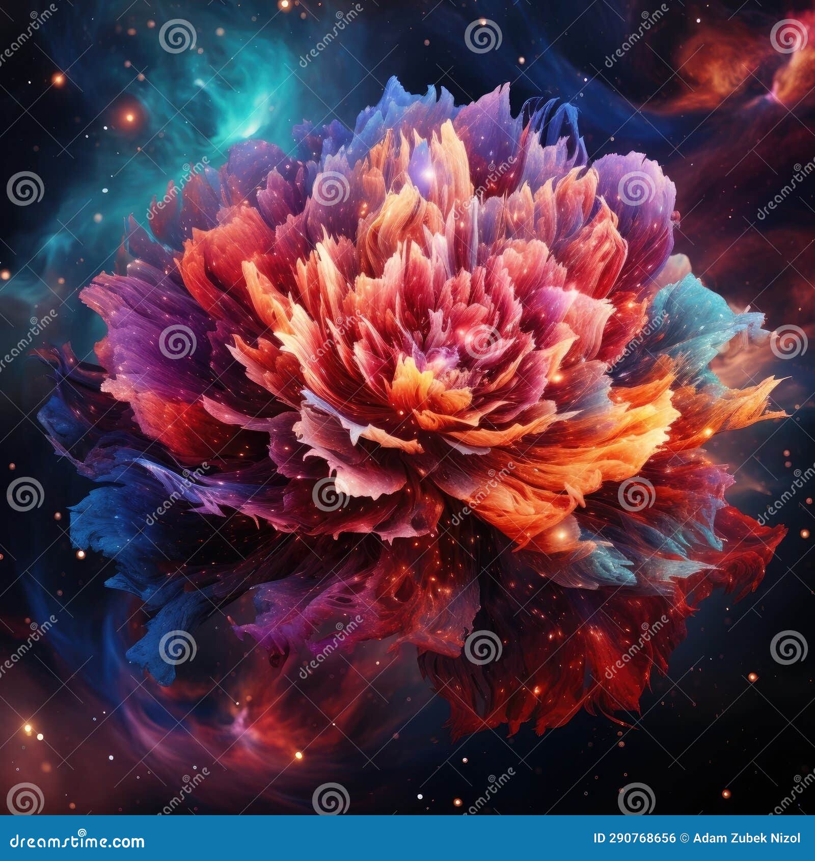 A colorful flower in space stock illustration. Illustration of ...