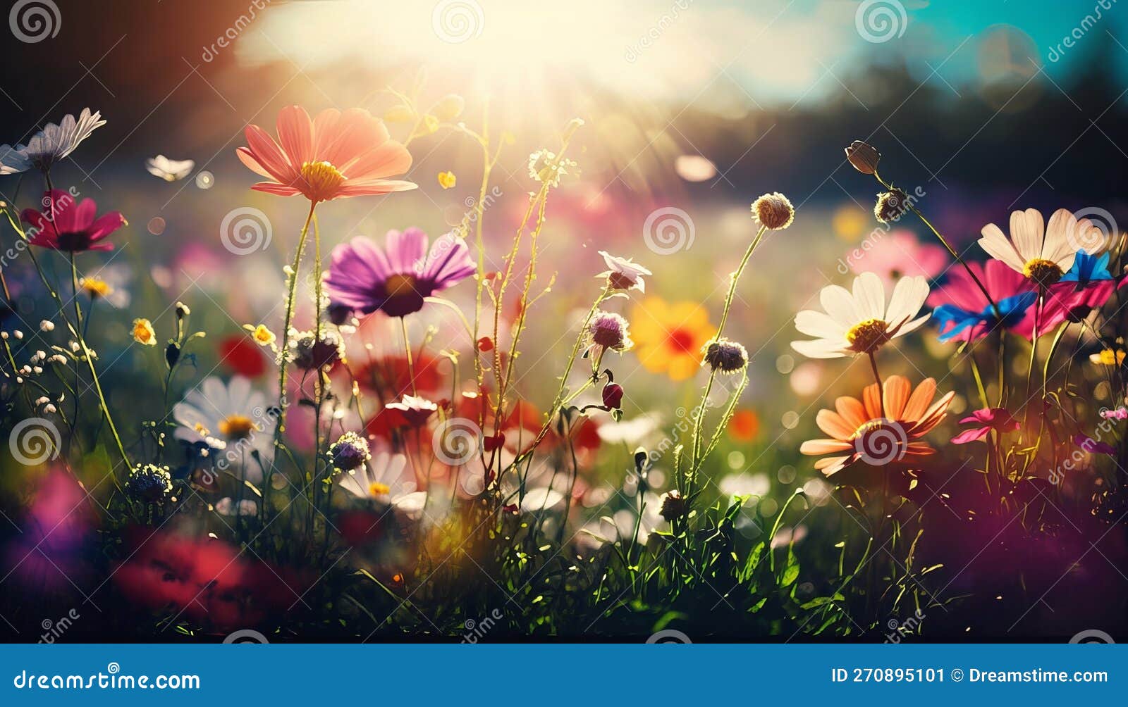 Colorful Flower Spiring Bacgkround. Generative AI. Stock Illustration ...