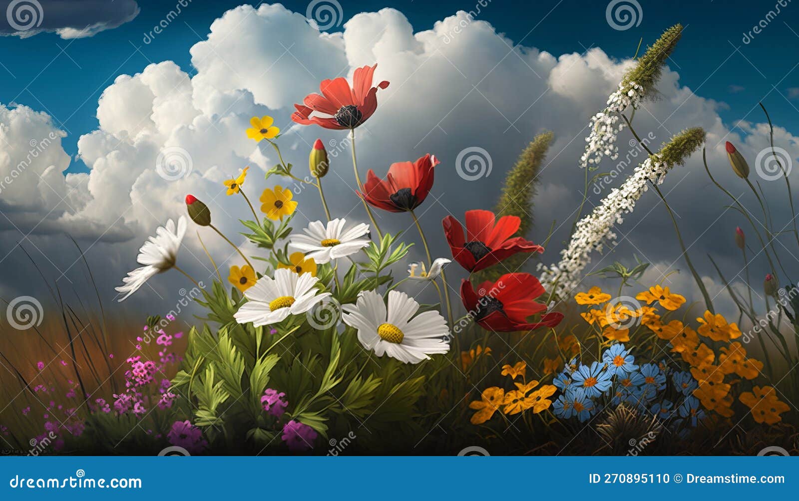 Colorful Flower Spiring Bacgkround. Generative AI. Stock Illustration ...
