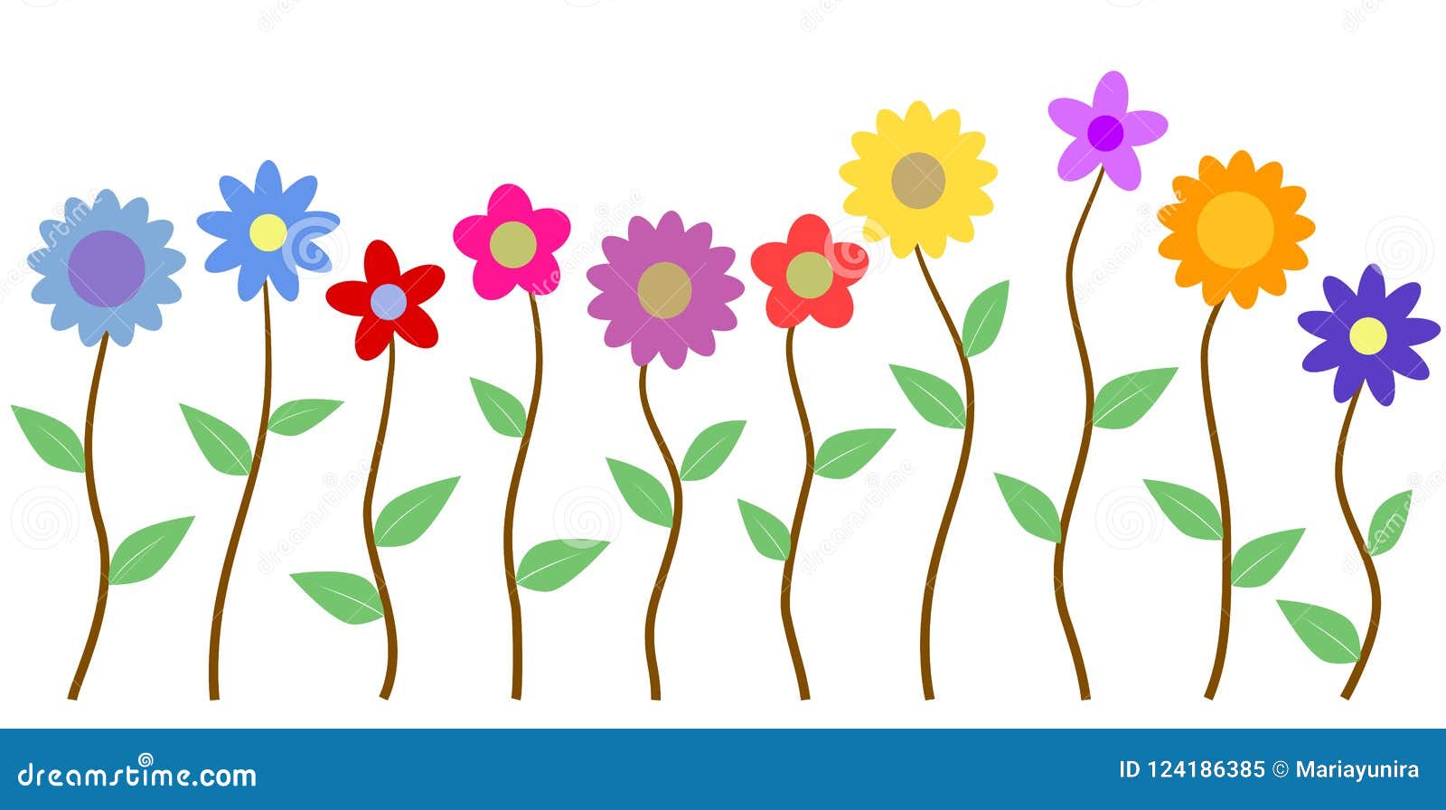 Colorful Flower and Stem Illustration Vector Background Stock Vector ...