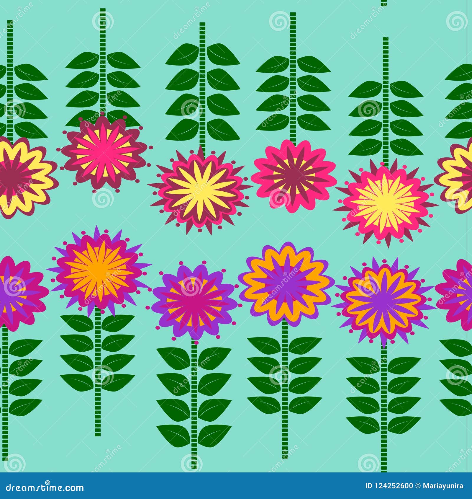 Colorful Flower and Stem Illustration Vector Background Stock Vector ...