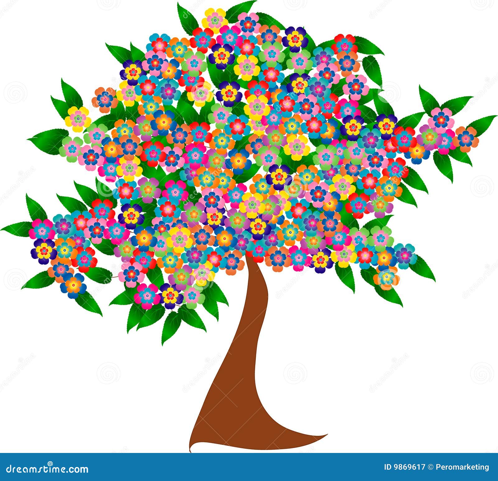 Colorful Flower tree stock vector. Illustration of green - 9869617