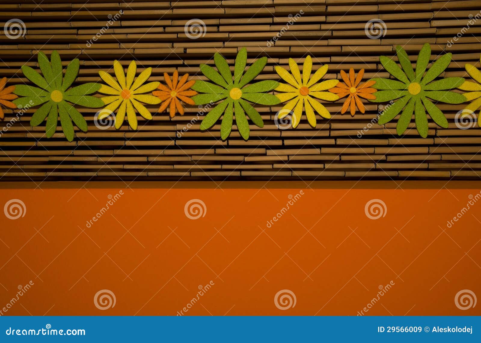 Colorful Flowers and Bamboo with Orange Stock Image - Image of covering ...