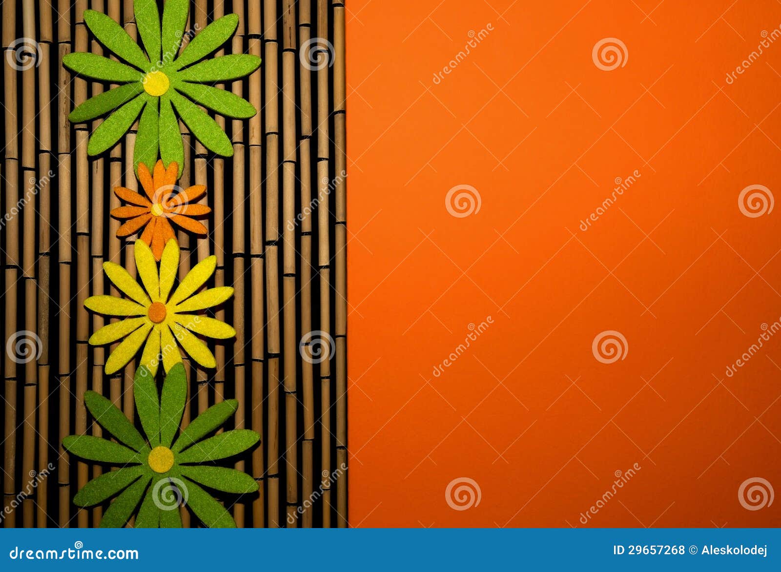 Colorful Flowers and Bamboo with Orange Stock Photo - Image of dried ...