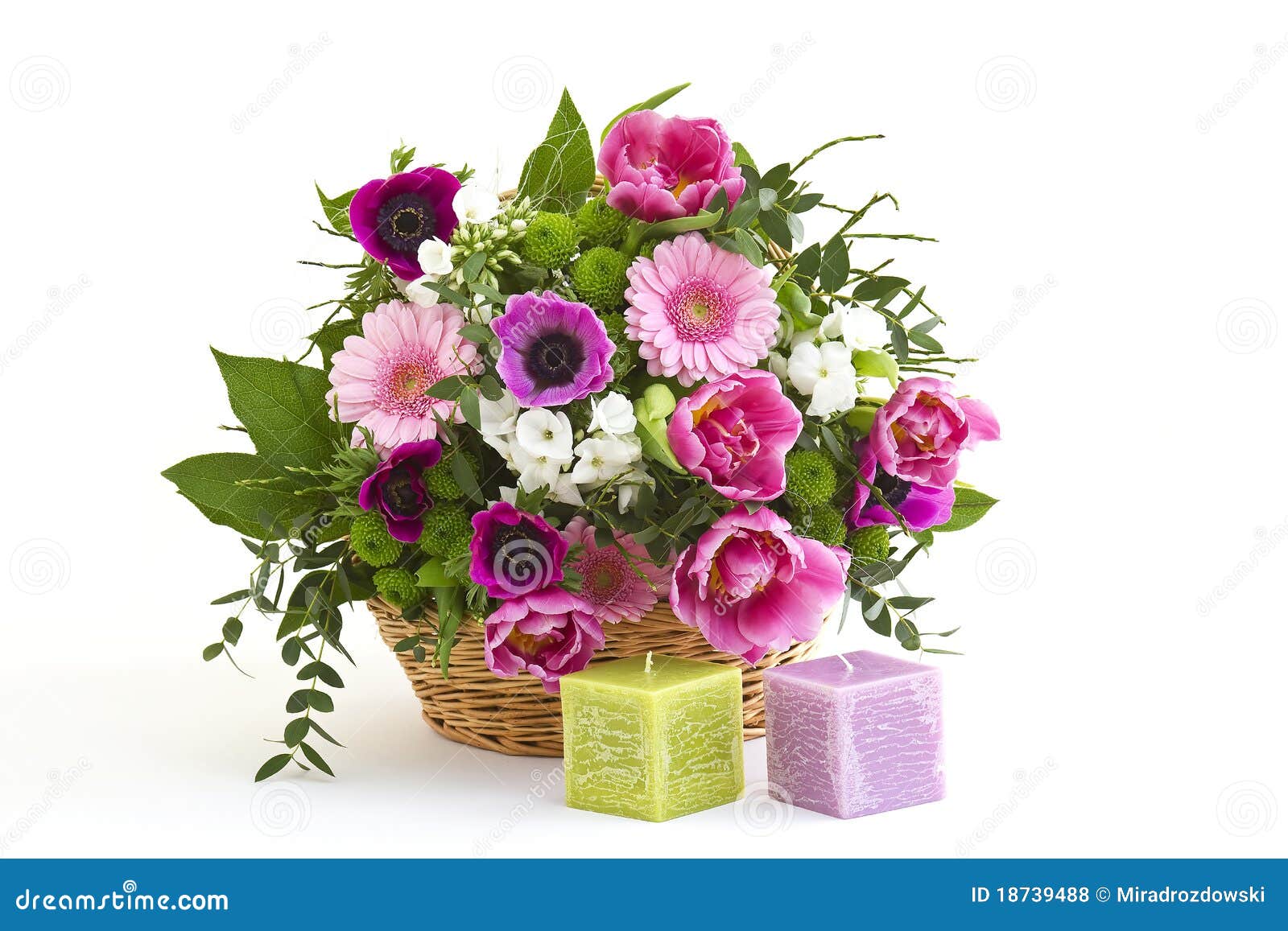 Colorful Flowers in a Basket Stock Photo - Image of flower, pink: 18739488