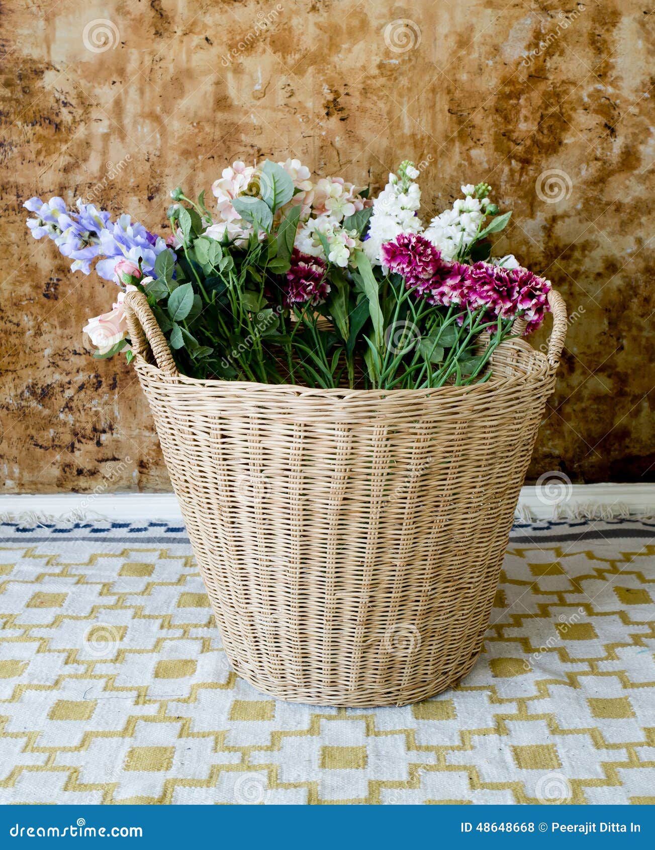 Colorful Flowers in a Basket Stock Photo - Image of daisy, bloom: 48648668