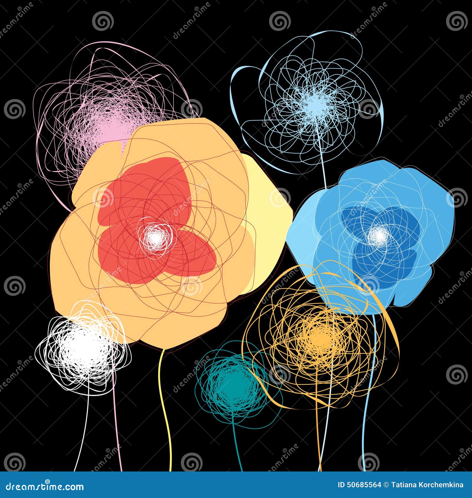 Colorful flowers stock vector. Illustration of flowers - 50685564