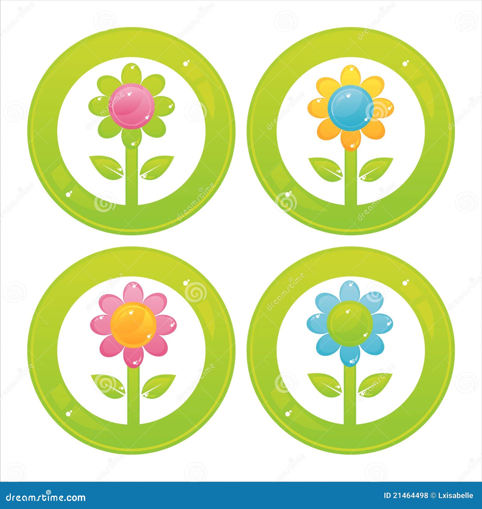 Colorful flowers buttons stock vector. Illustration of design - 21464498