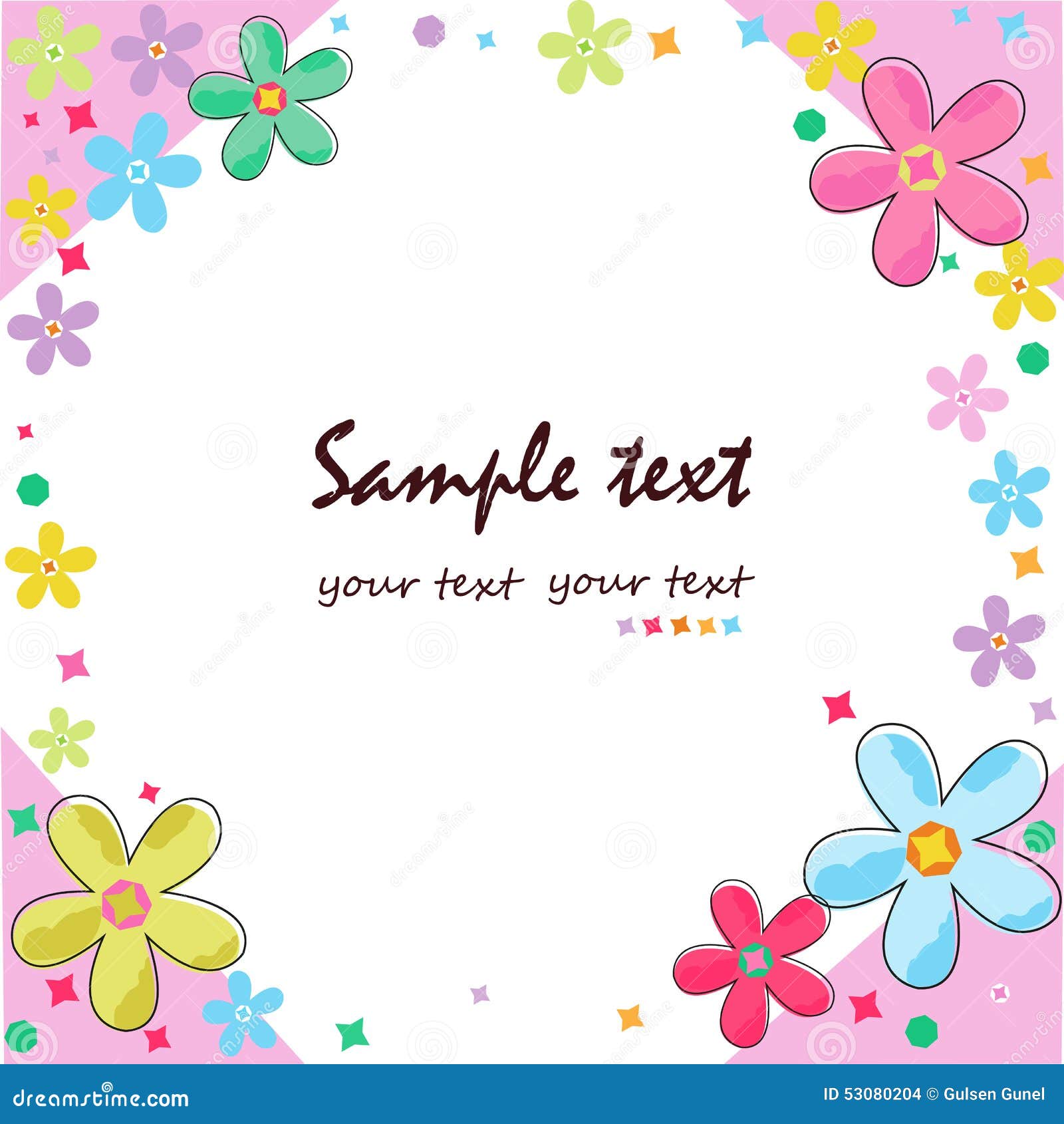 Colorful Flowers Frame Greeting Card Stock Vector - Illustration of ...