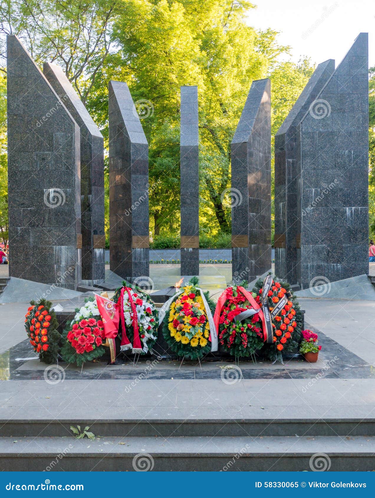 Colorful Flowers at the Front of WW2 Monuments Editorial Image - Image ...