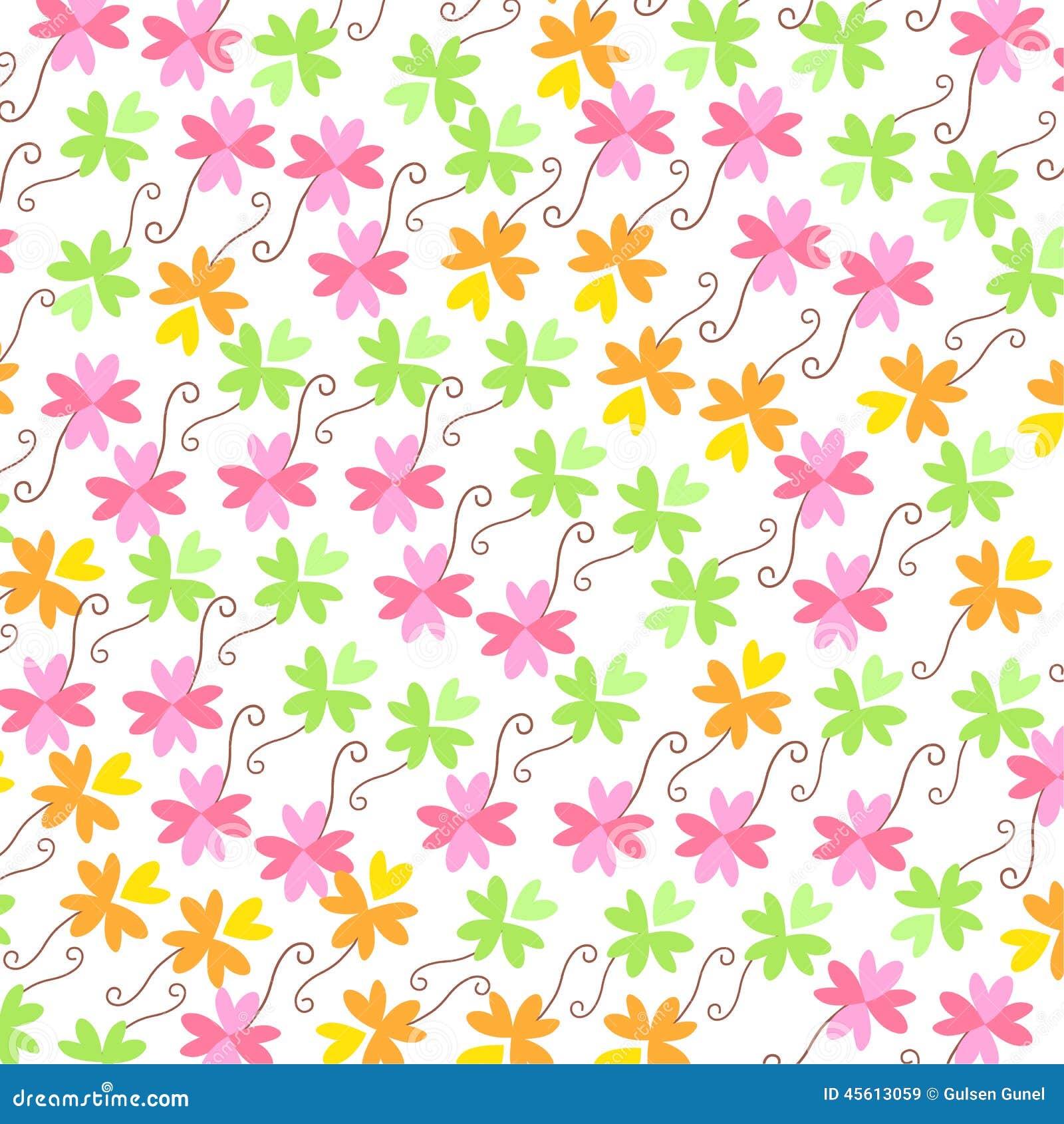Colorful Flowers Pattern Vector Background Stock Vector - Illustration ...
