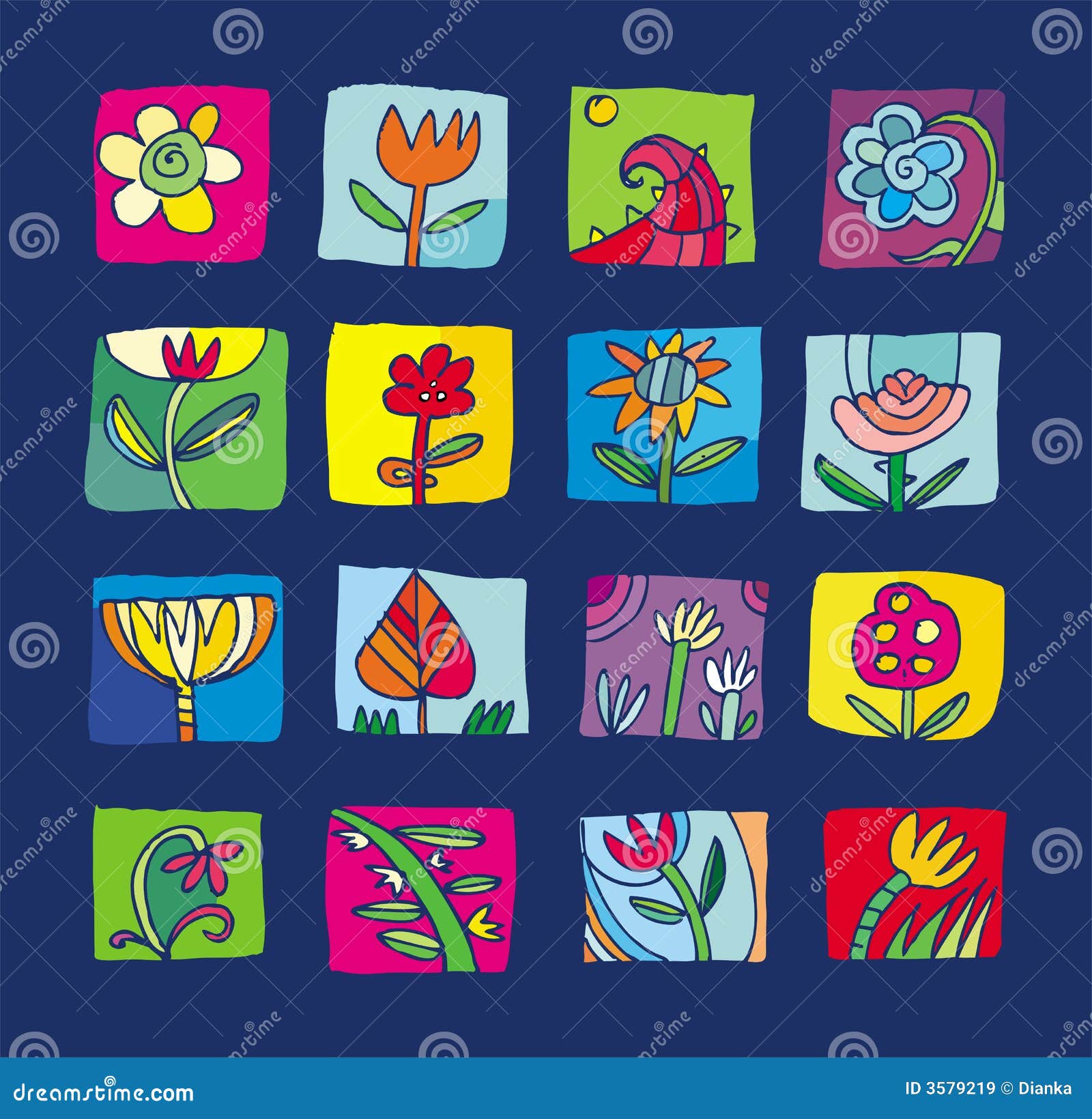 Colorful Flowers Pictograms Stock Vector - Illustration of garden ...