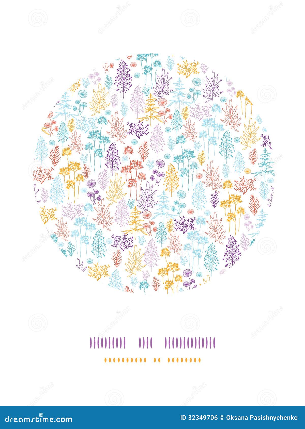 Colorful Flowers and Plants Circle Decor Pattern Stock Vector ...