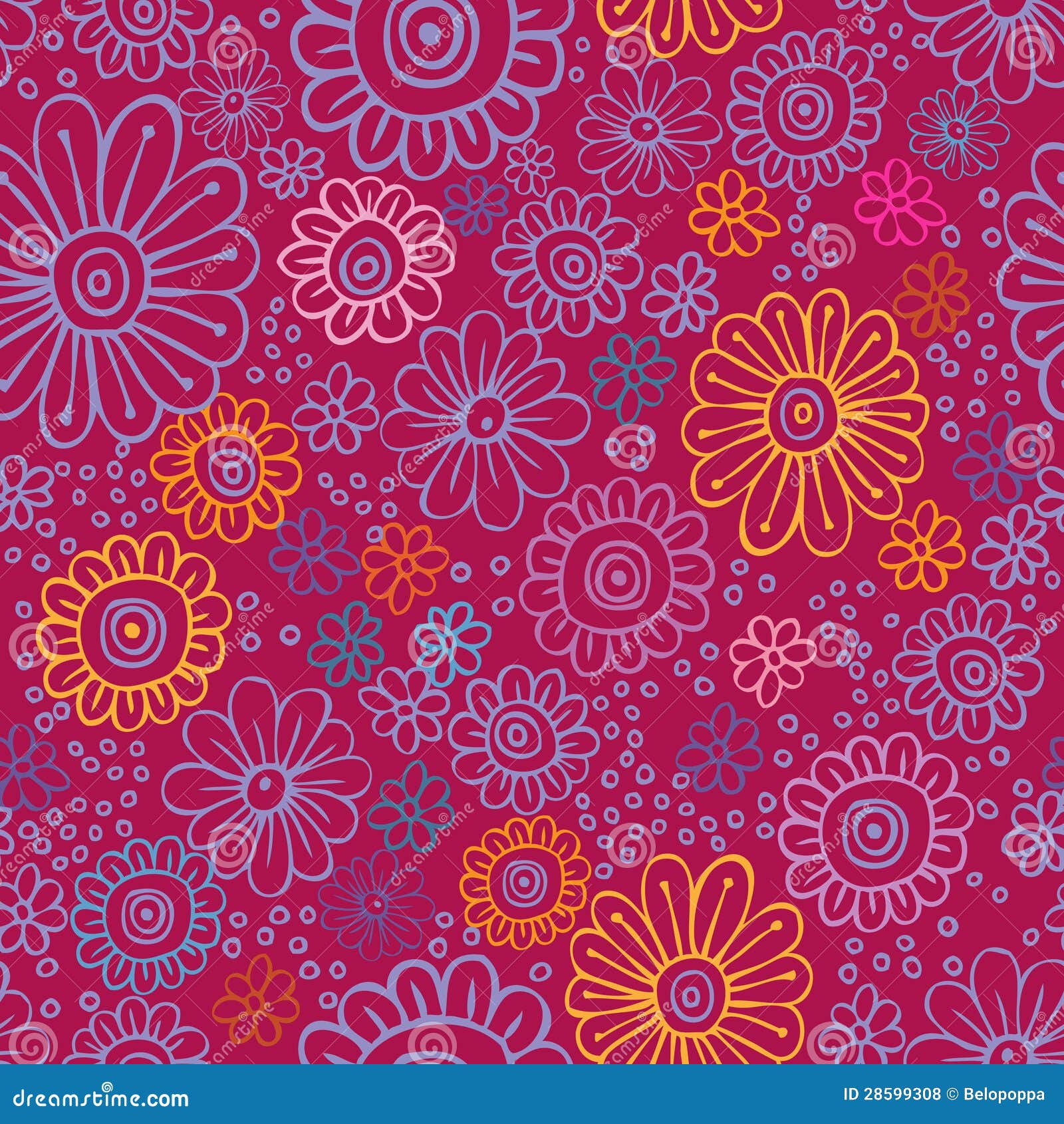 Colorful Flowers Seamless Texture Stock Vector - Illustration of ...