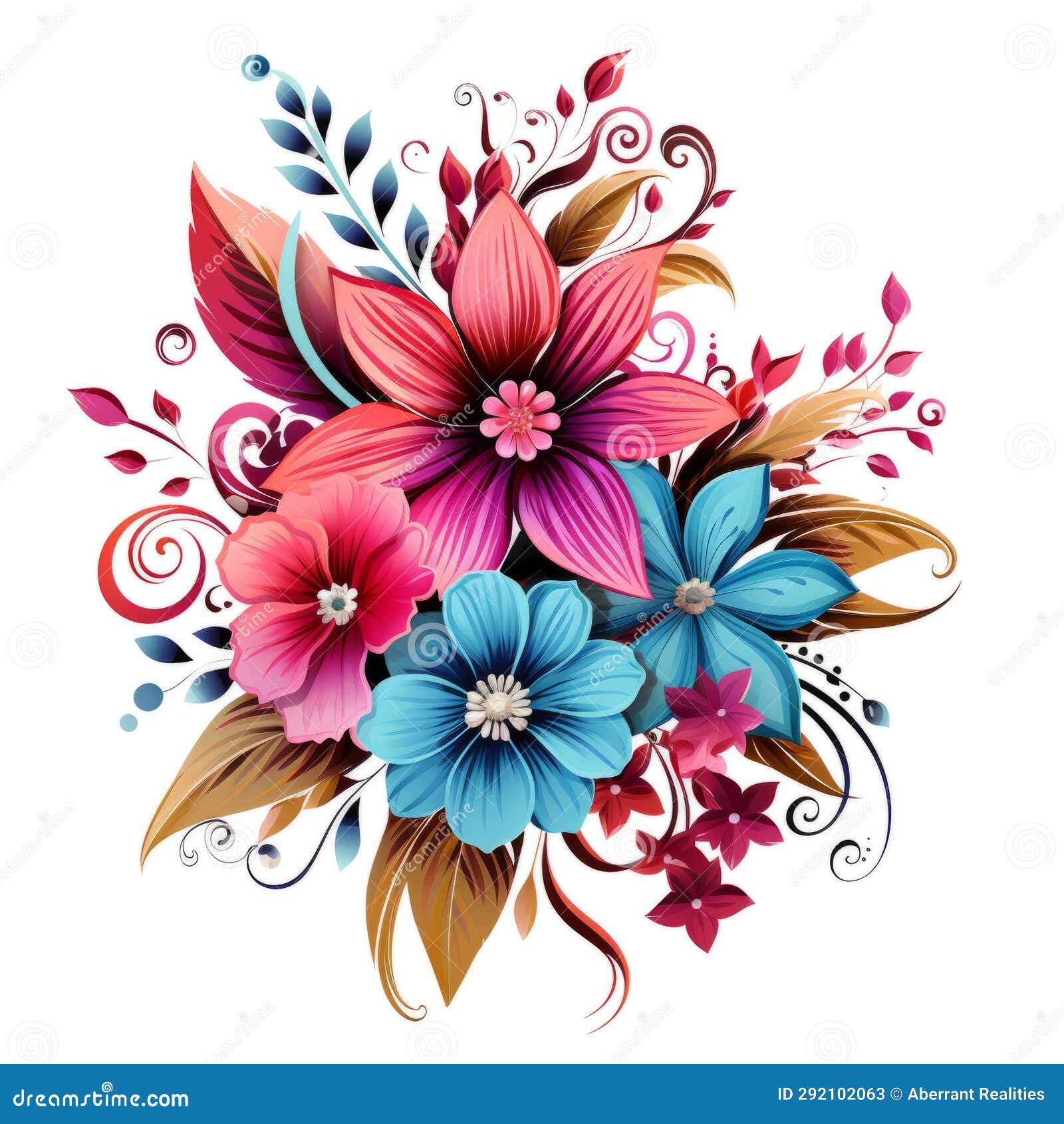 Colorful Flowers on a White Background Stock Illustration ...