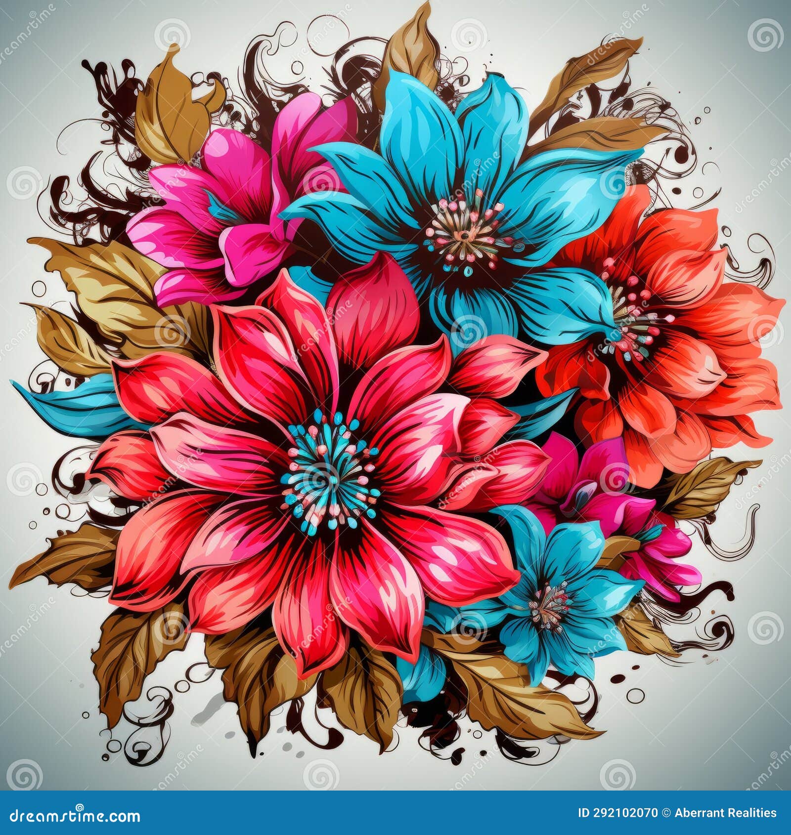 Colorful Flowers on a White Background Stock Illustration ...