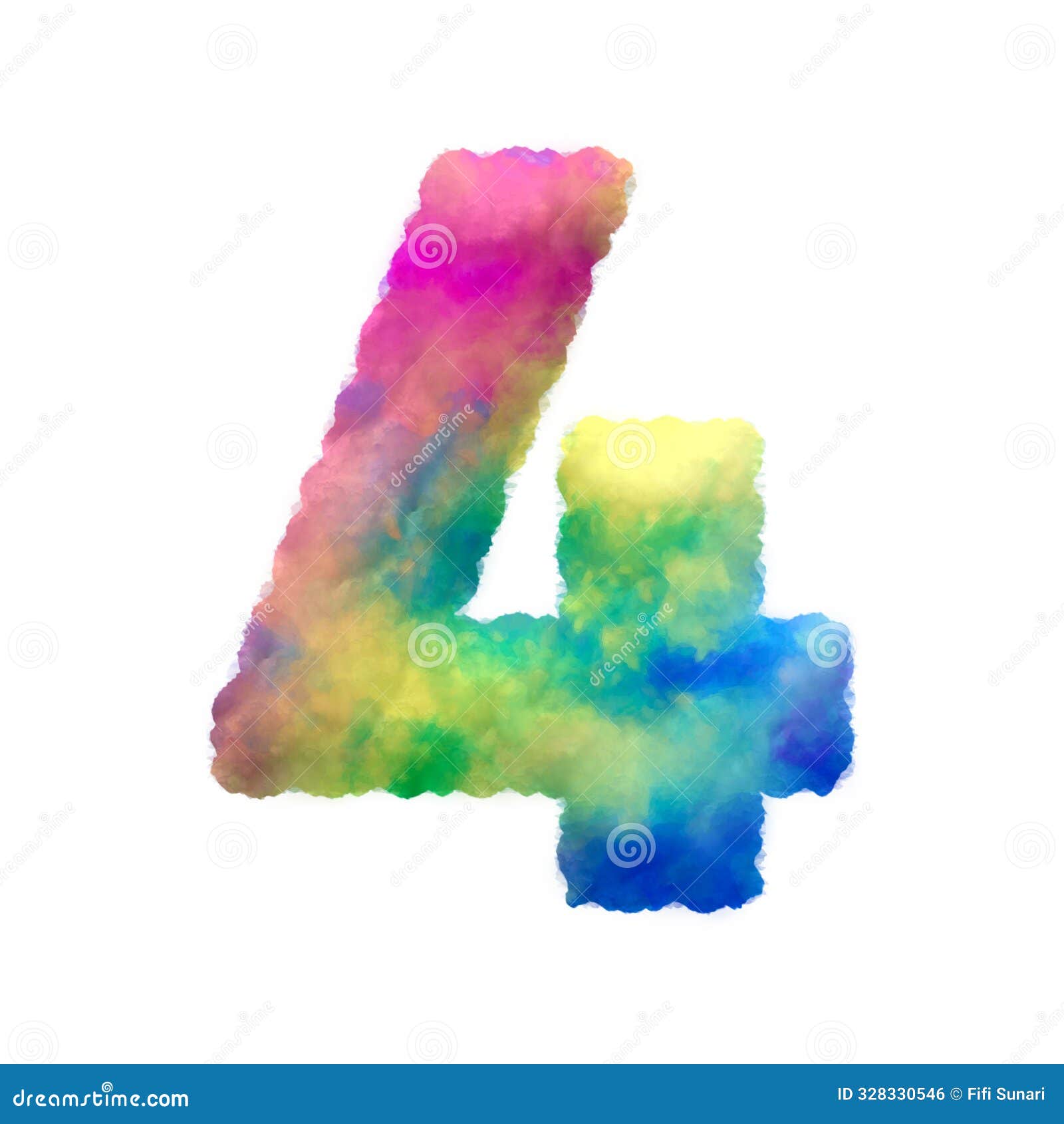 Colorful Fluffy Clouds Number 4 Four, Isolated on Transparent ...