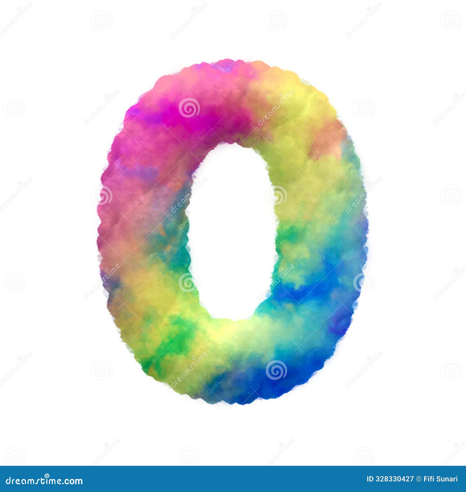 Colorful Fluffy Clouds Number 0 Zero, Isolated on Transparent ...